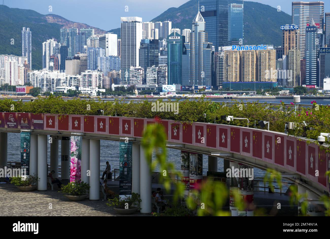 The waterfront of Victoria Harbour in Tsim Sha Tsui decorated to ...