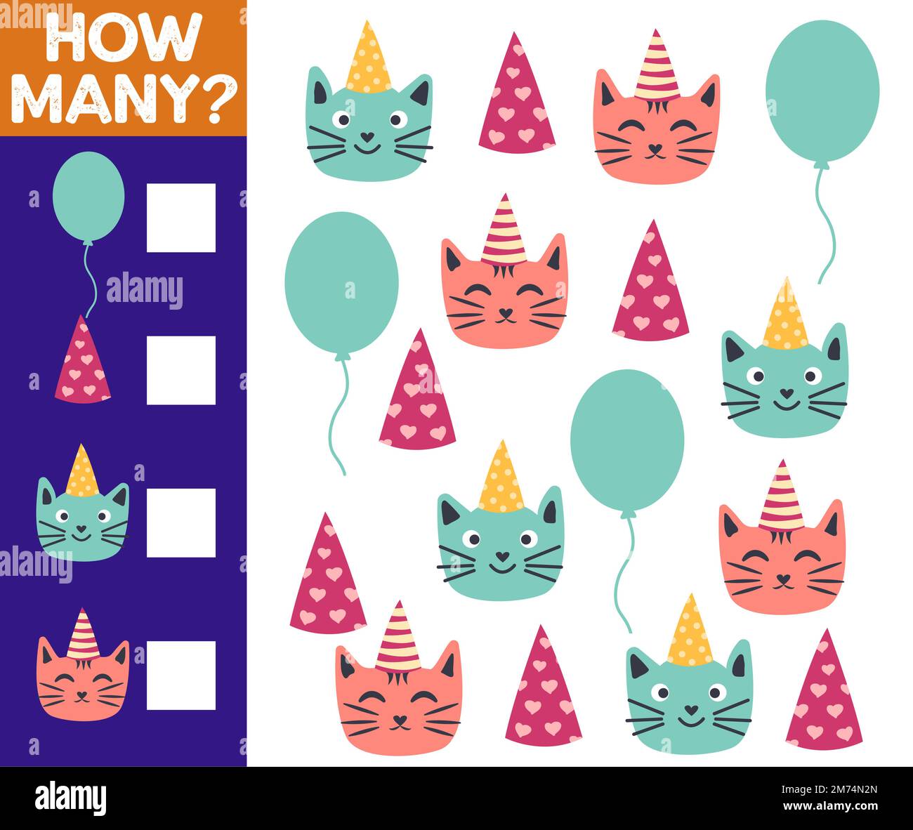 How many Cat, game for children. How many are they game. Count the Cats ...