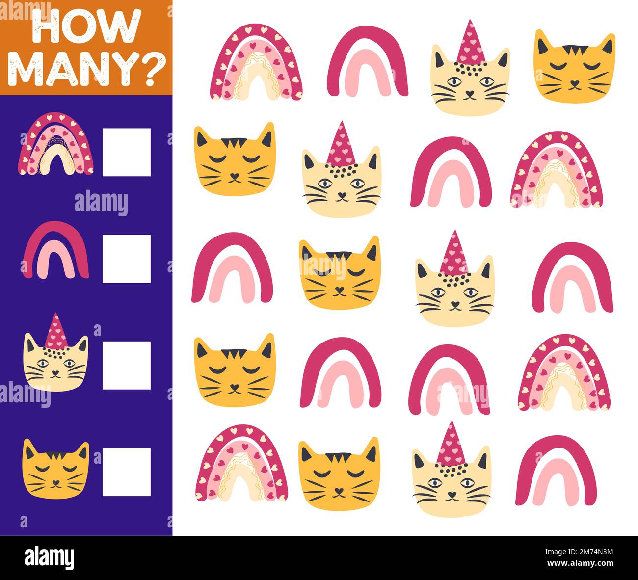 How many Cat, game for children. How many are they game. Count the Cats ...