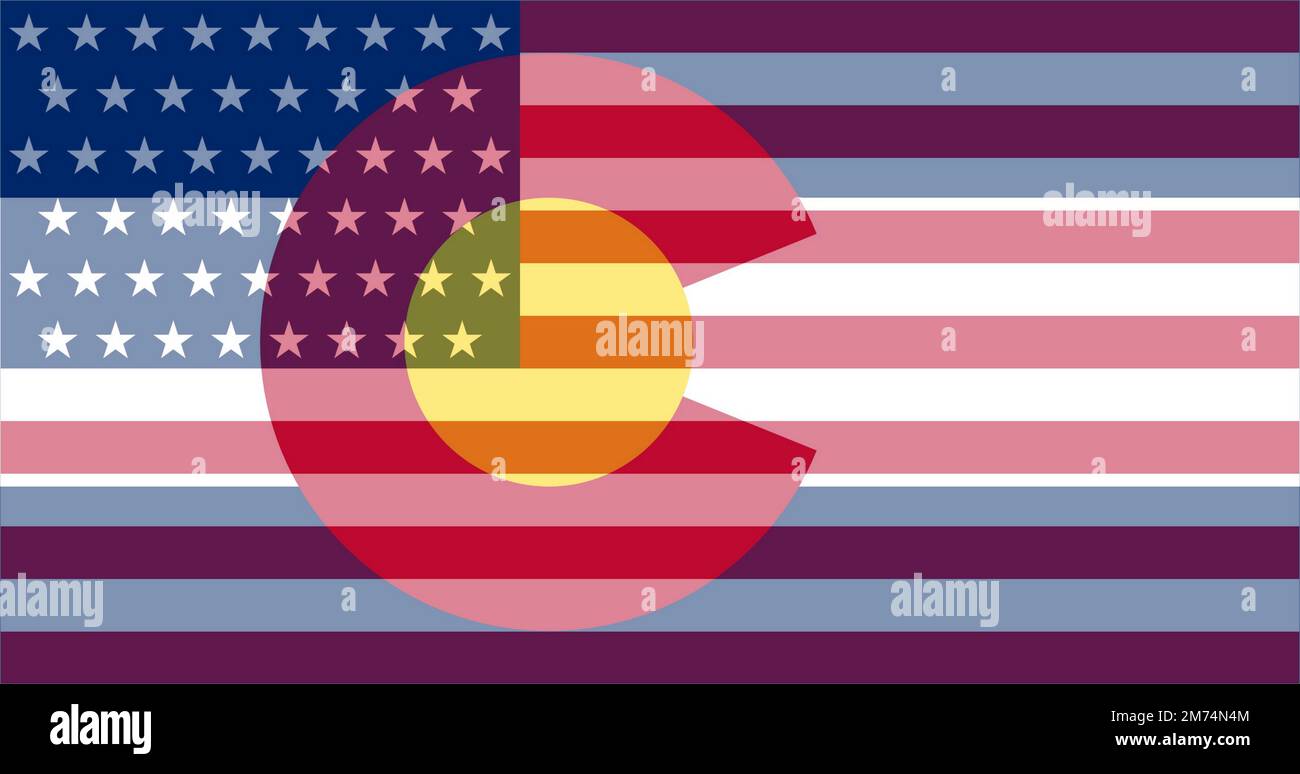 Flag of Colorado, federal state with United States of America flag ...