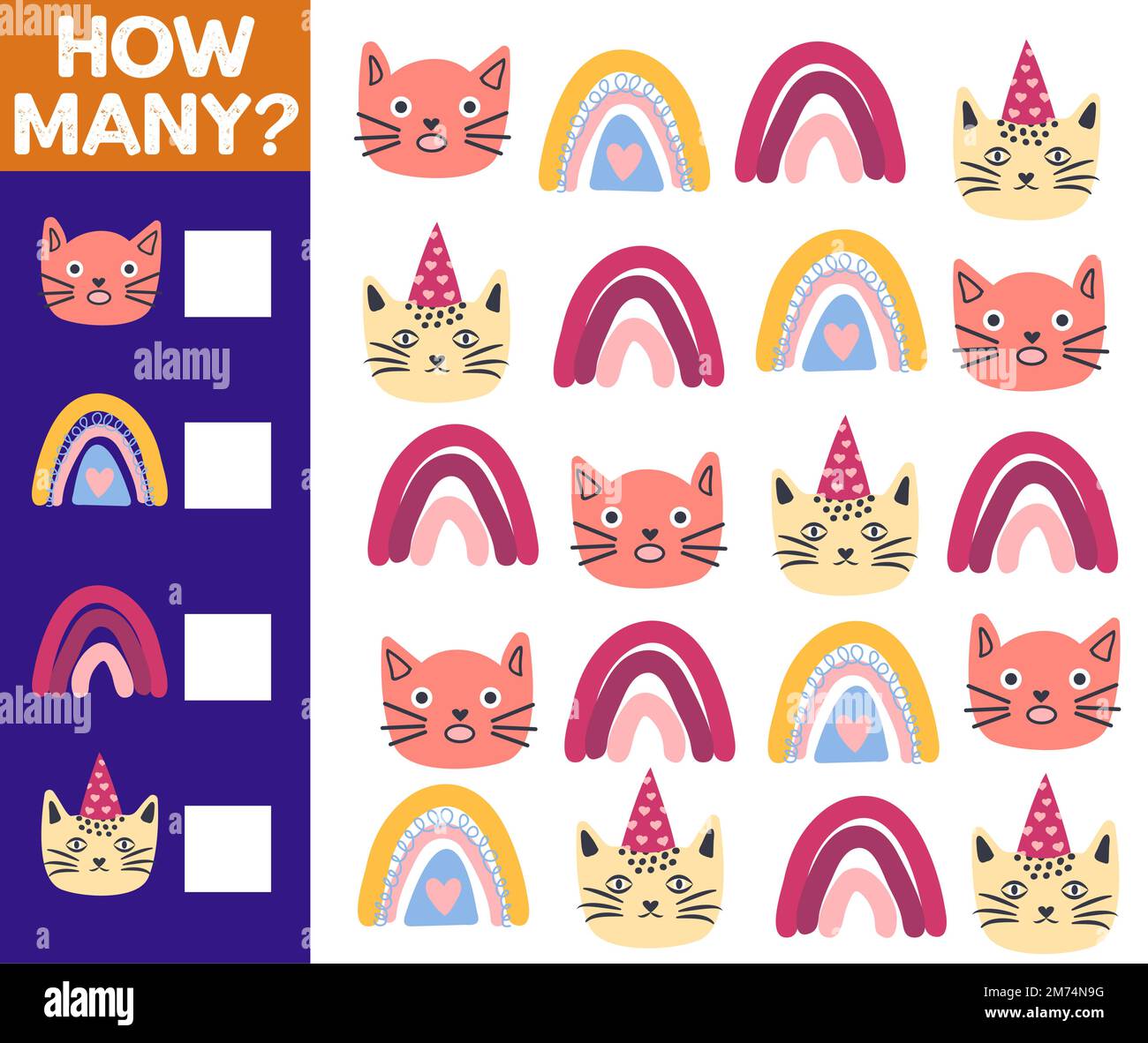 How many Cat, game for children. How many are they game. Count the Cats ...