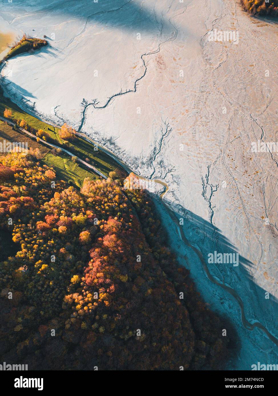 Aerial view of chemical residuals from copper mine exploitation ...