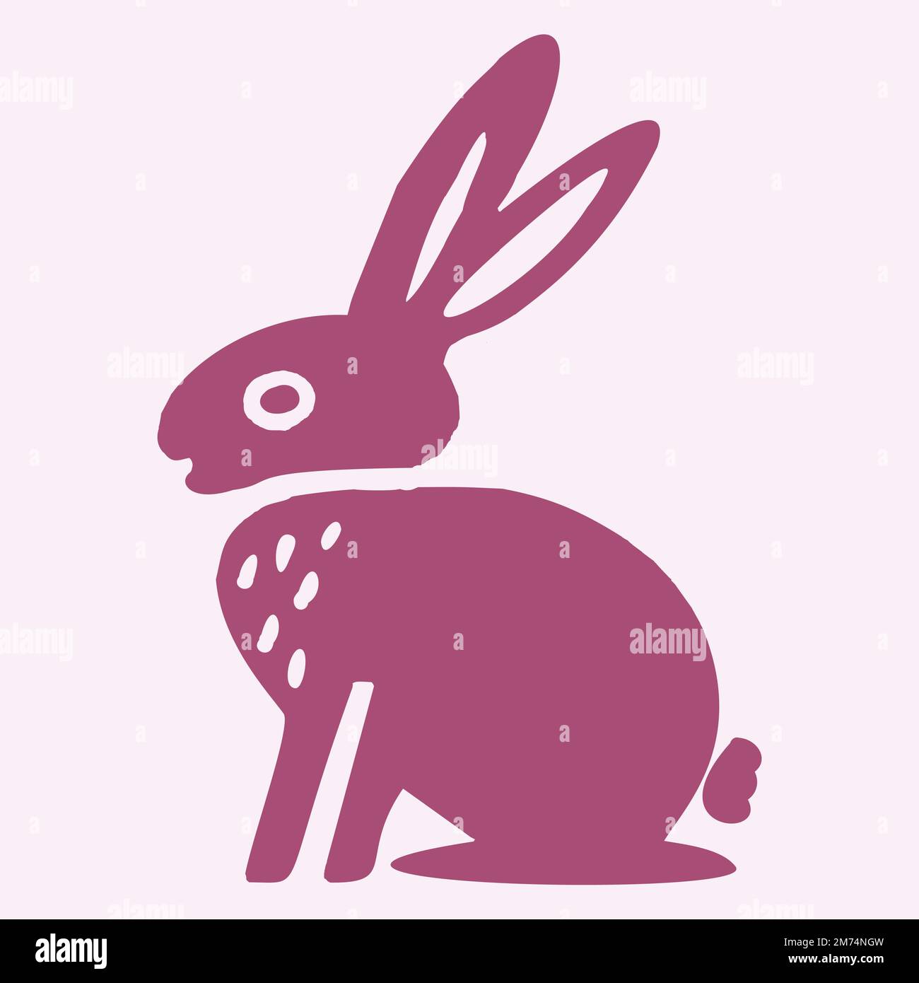 2023 year of the rabbit easter bunny vector doodle. Viva magenta cute ...