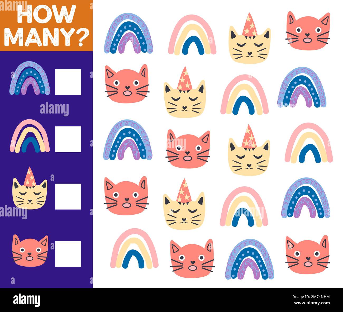 How many Cat, game for children. How many are they game. Count the Cats ...