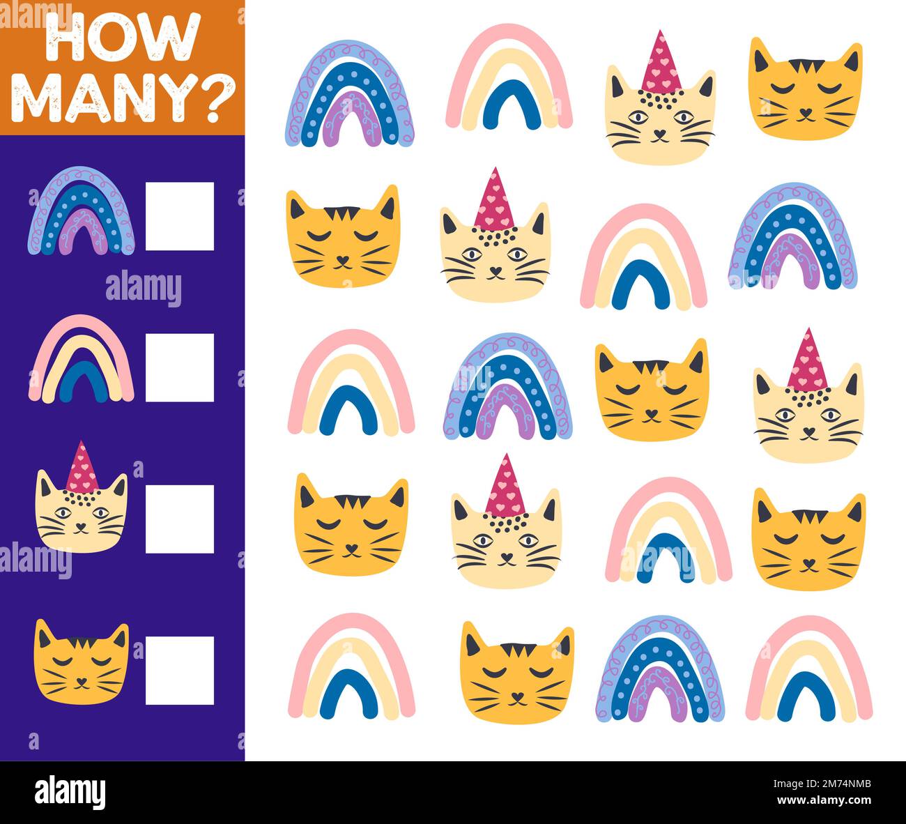 How many Cat, game for children. How many are they game. Count the Cats ...