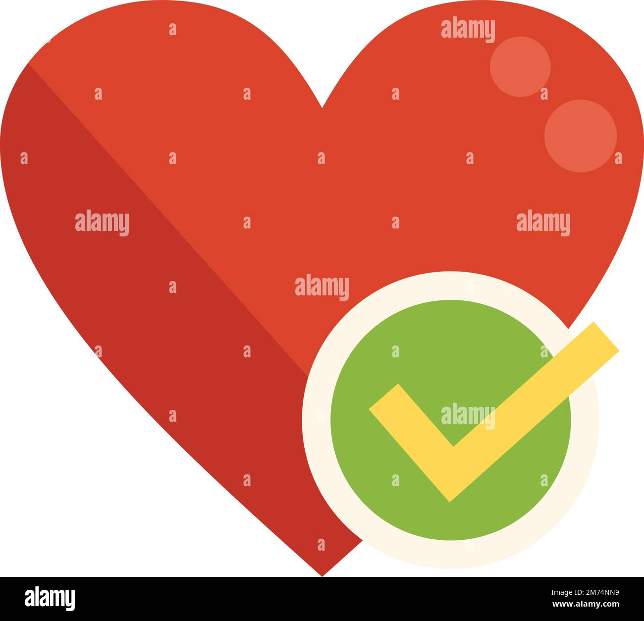 Approved heart icon flat vector. Like element. Love heart isolated ...