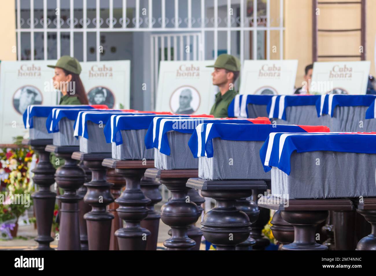 The soldiers at the funeral honor of fallen firefighters in a ...