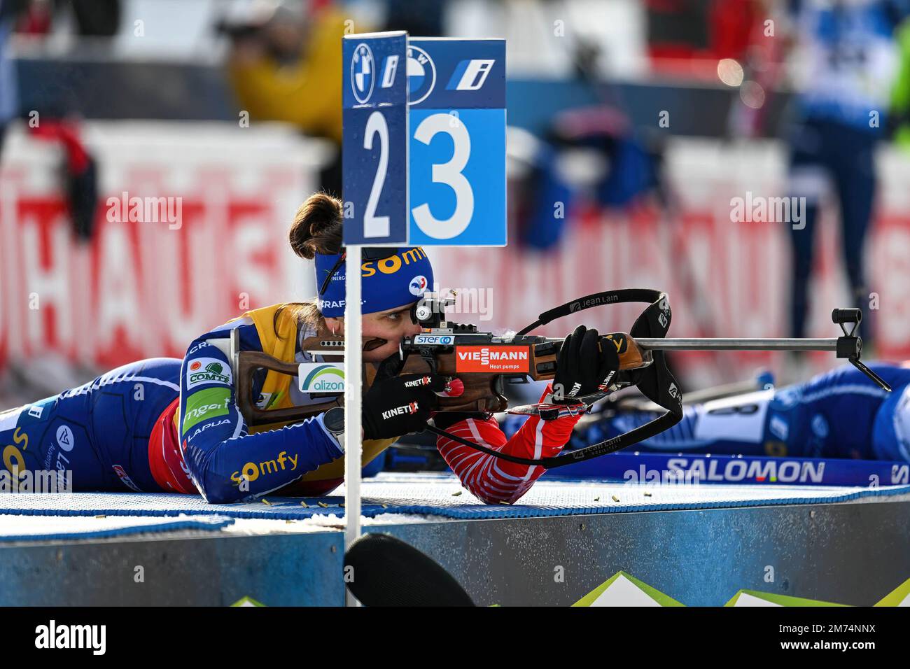 Julia Simon of France seen in action during the Women 10 km Pursuit ...