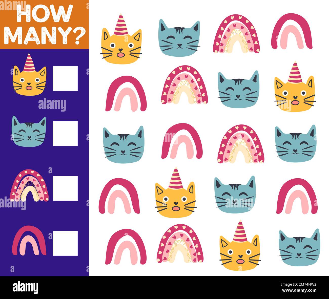 How many Cat, game for children. How many are they game. Count the Cats ...