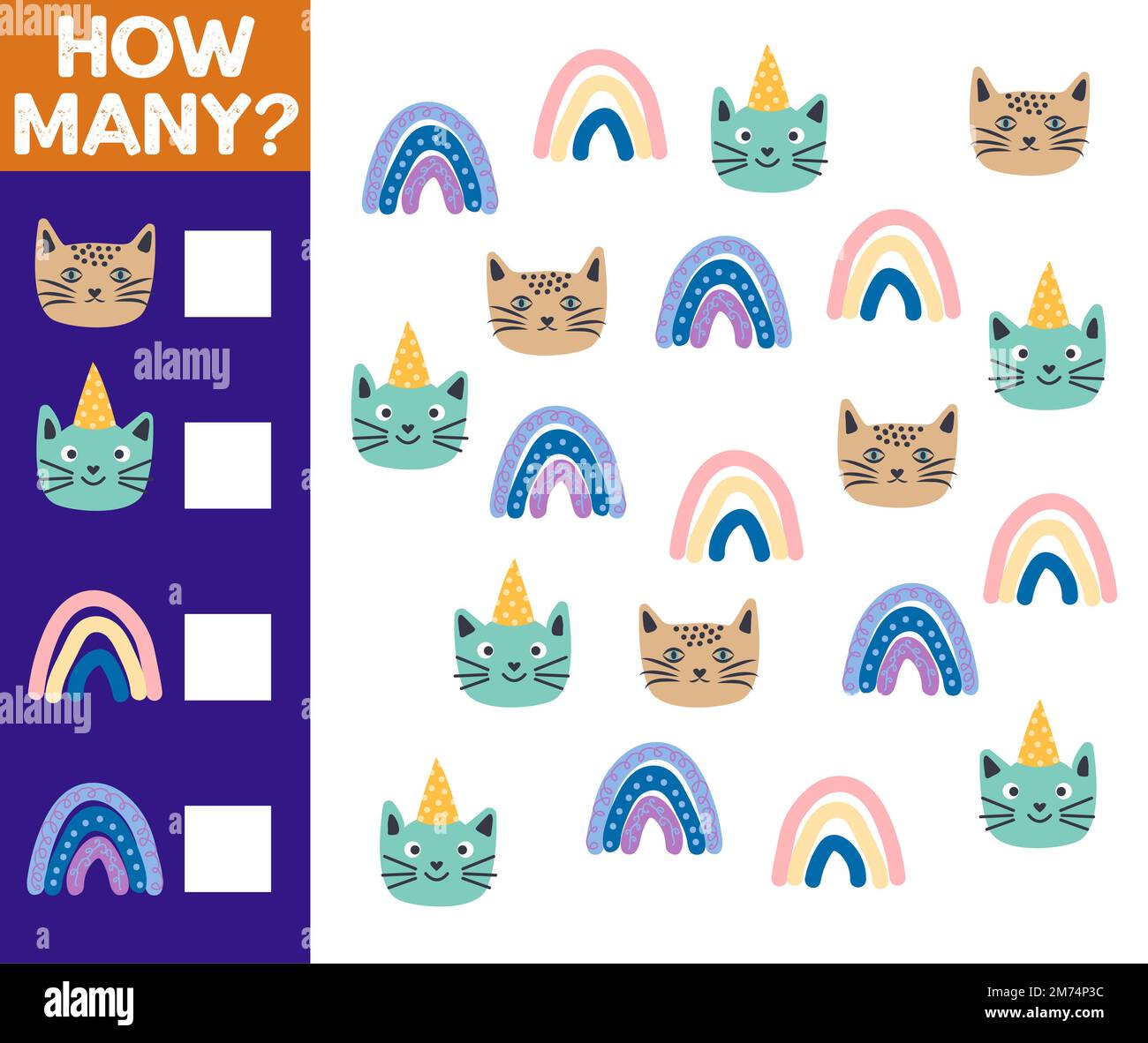 How many Cat, game for children. How many are they game. Count the Cats ...