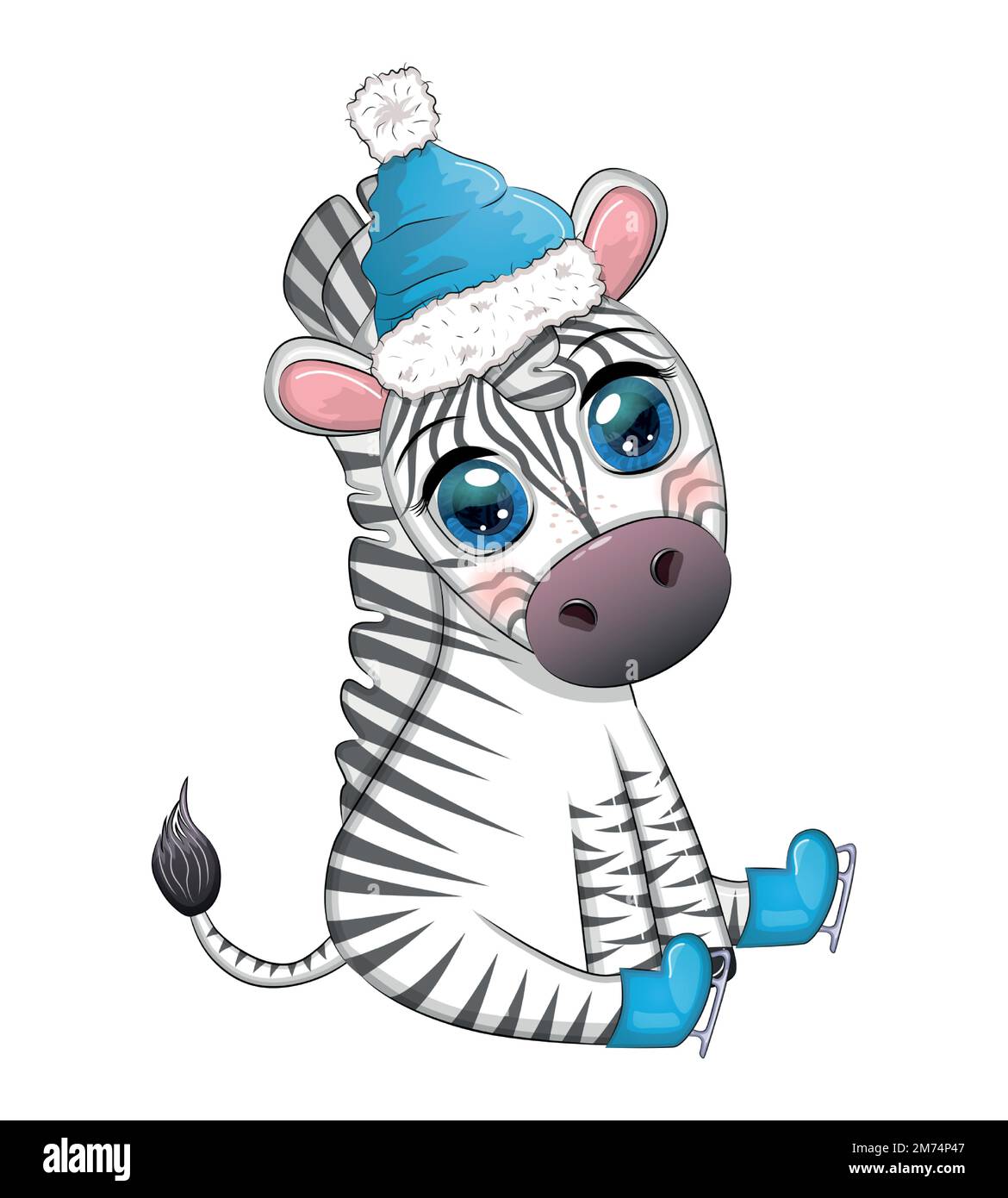 Cute zebra in a hat and scarf, skating, winter. Wildlife Holidays ...