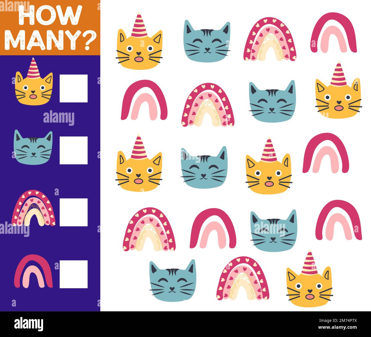 How many Cat, game for children. How many are they game. Count the Cats ...