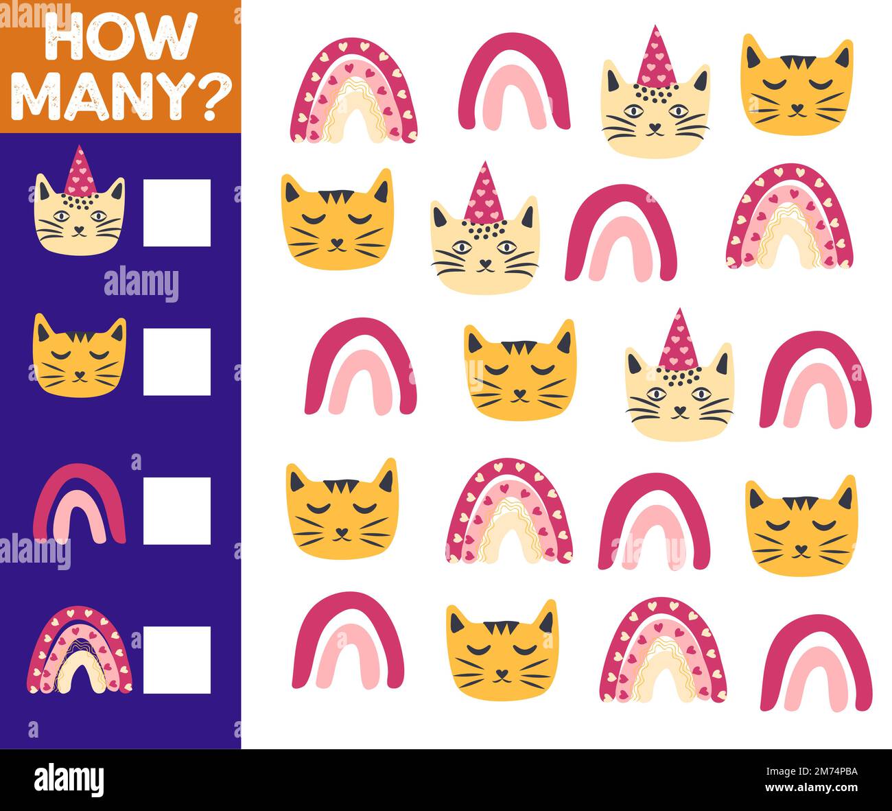 How many Cat, game for children. How many are they game. Count the Cats ...