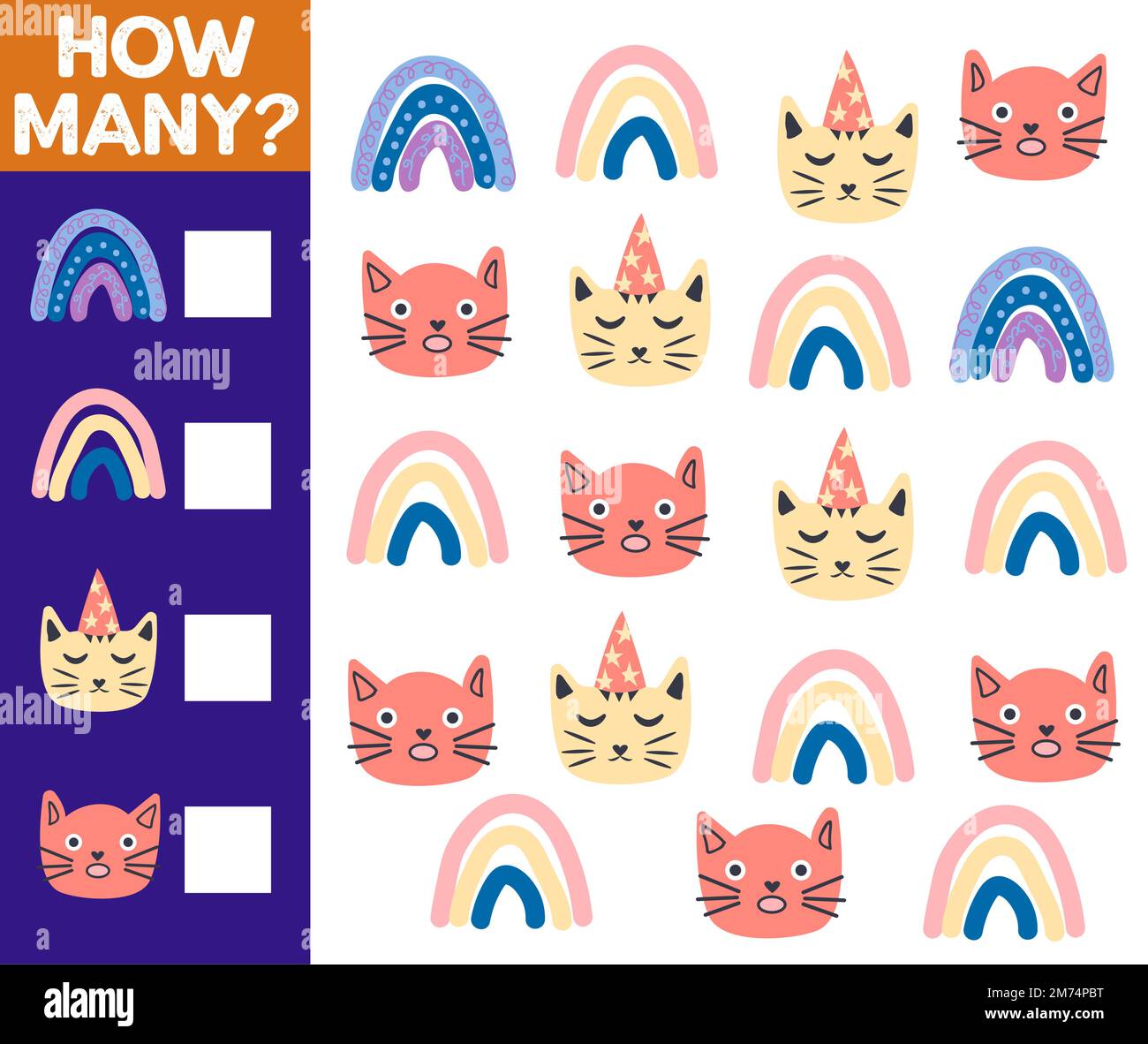 How many Cat, game for children. How many are they game. Count the Cats ...
