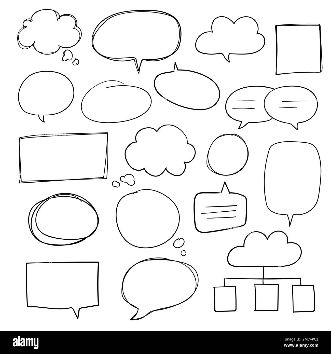 Hand-drawn doodle speech bubbles vector set Stock Vector Image & Art ...