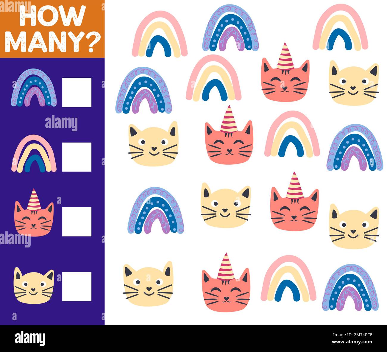 How many Cat, game for children. How many are they game. Count the Cats ...