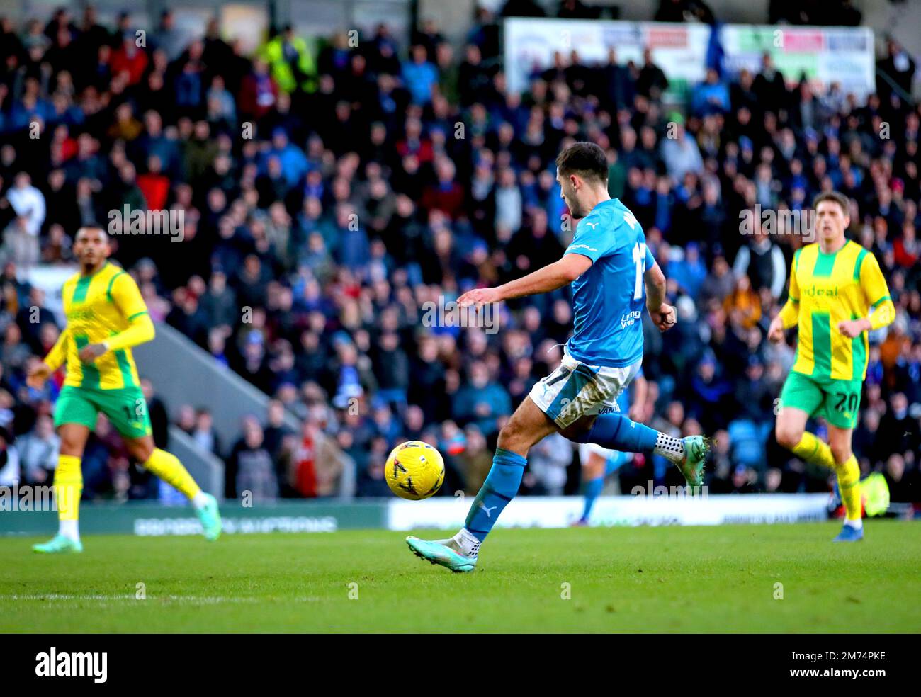 Chesterfield's Armando Dobra scores their side's third goal of the game ...