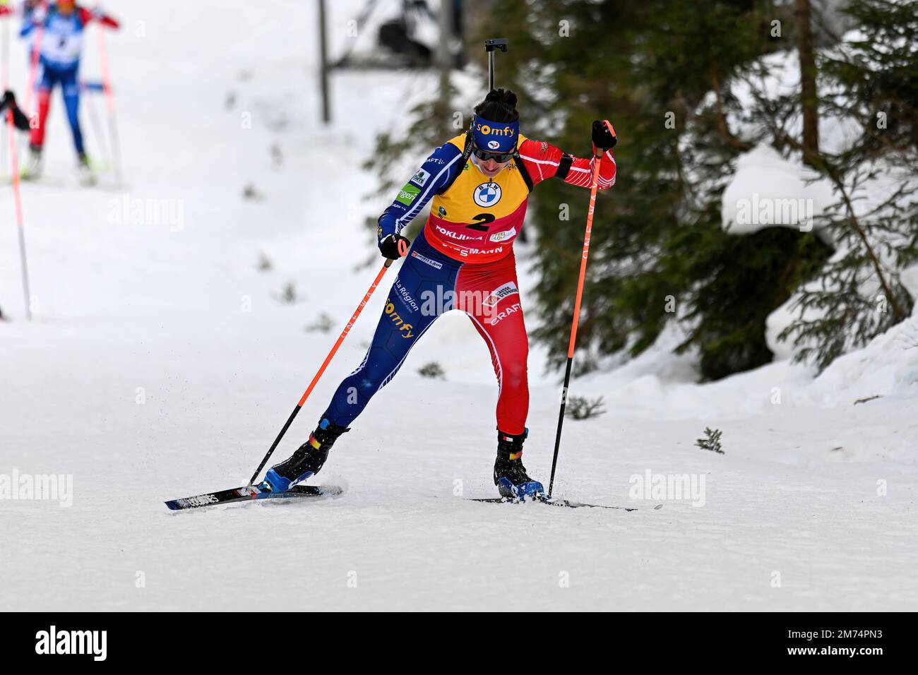Julia Simon of France seen in action during the Women 10 km Pursuit ...