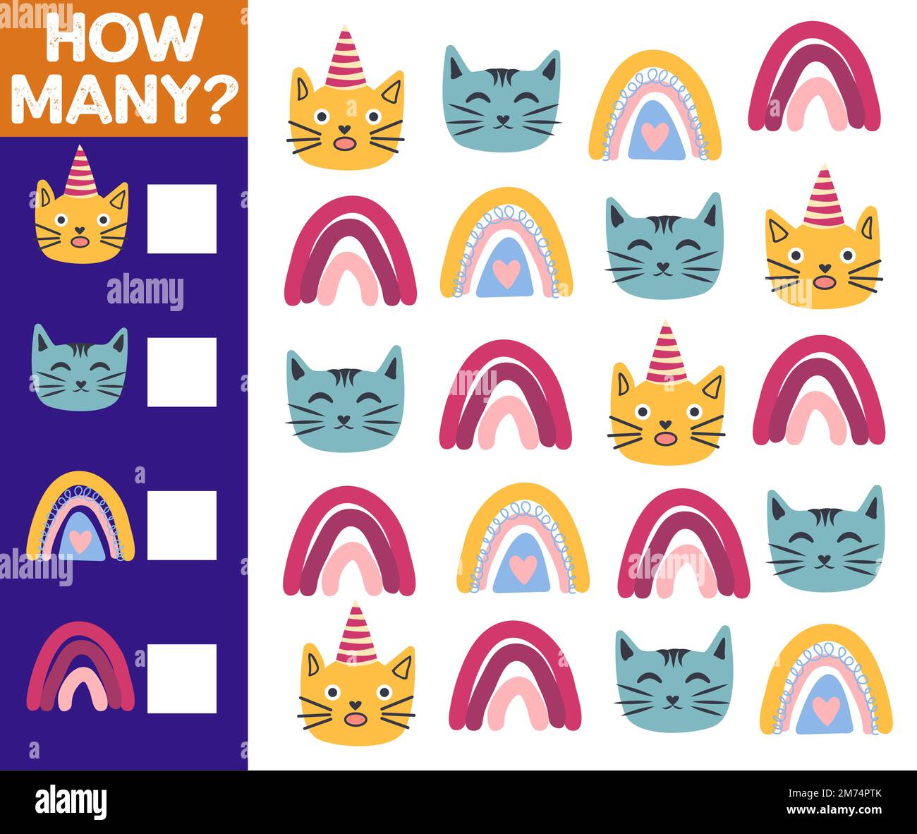 How many Cat, game for children. How many are they game. Count the Cats ...