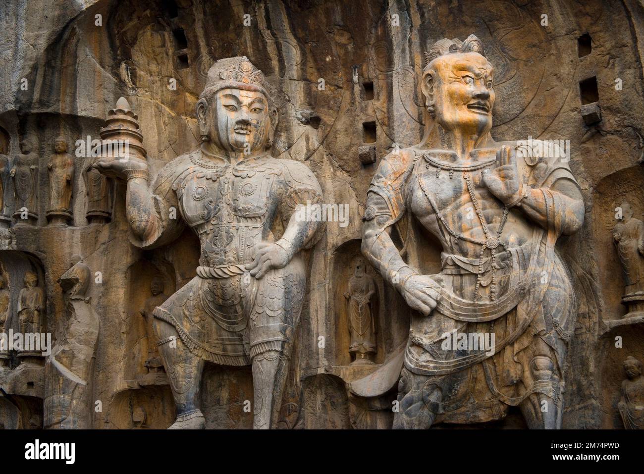 China,Henan Province,Luoyang,Buddhist sculpture at Longmen Grottoes ...