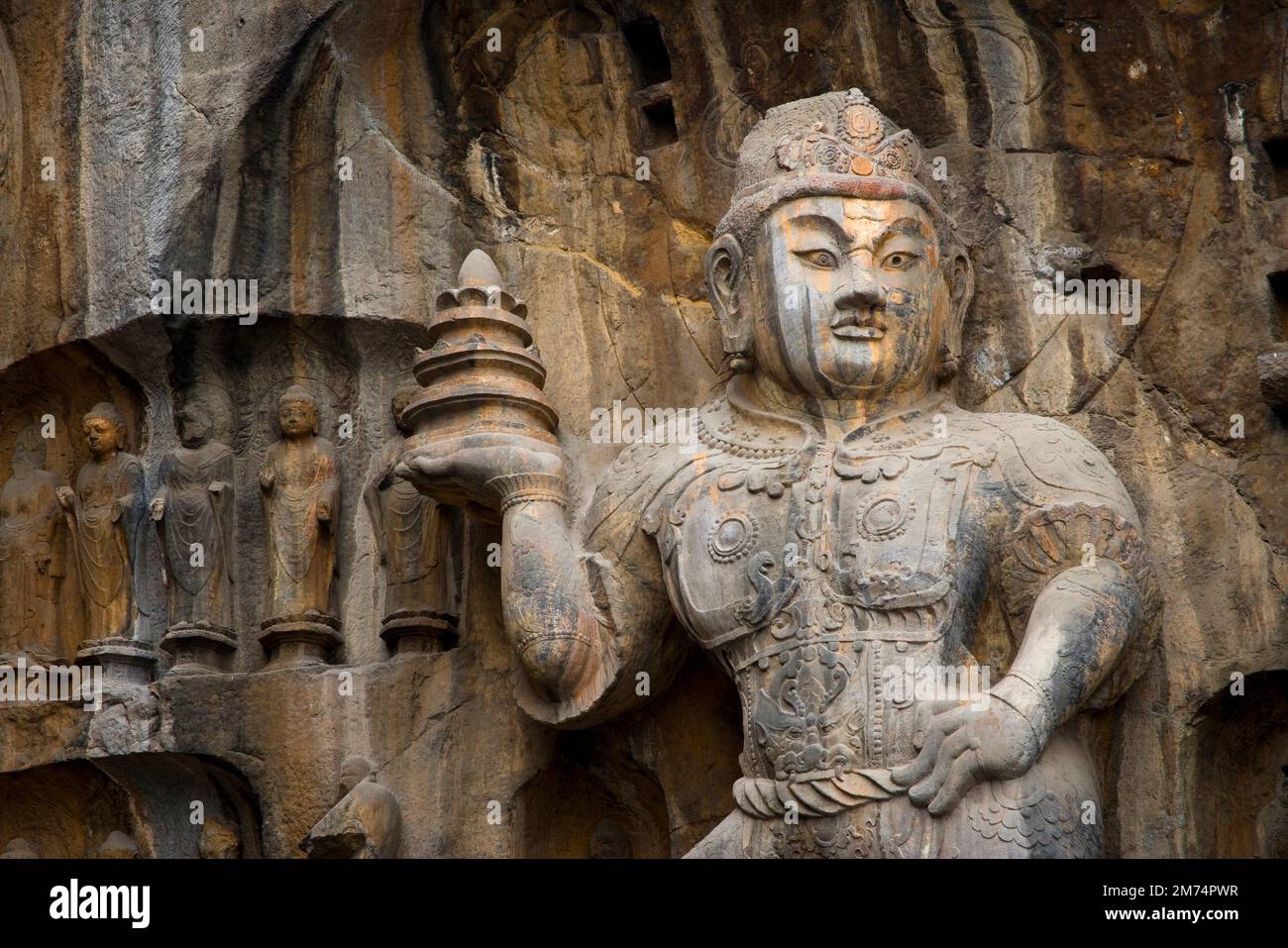 China,Henan Province,Luoyang,Buddhist sculpture at Longmen Grottoes ...