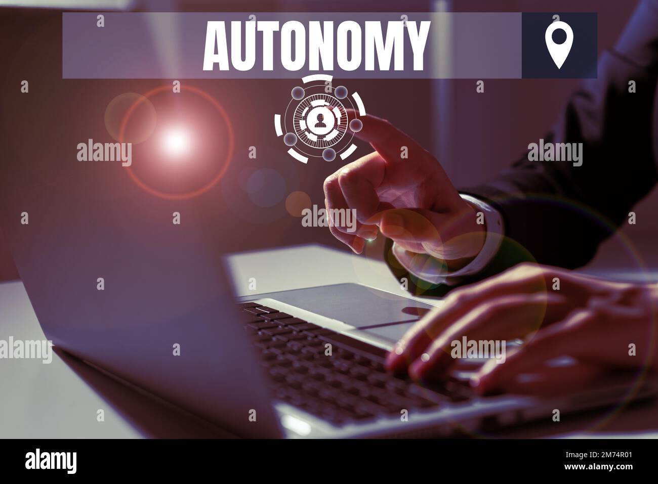 Hand writing sign Autonomy. Conceptual photo vehicle that can guide ...