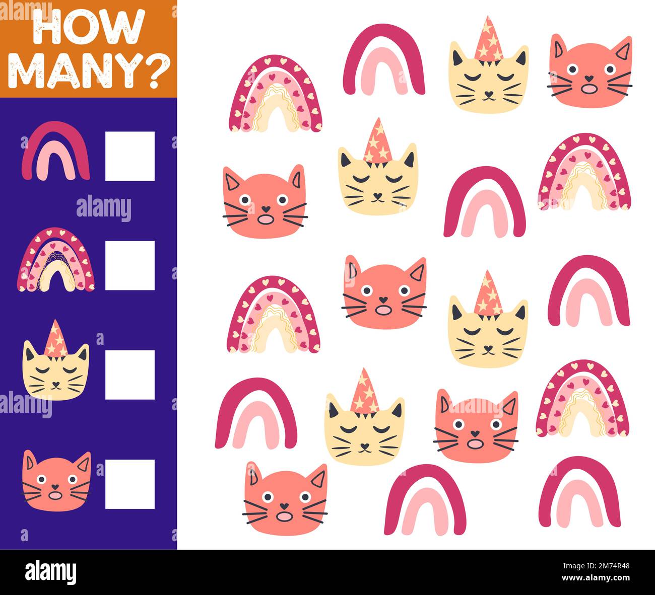 How many Cat, game for children. How many are they game. Count the Cats ...