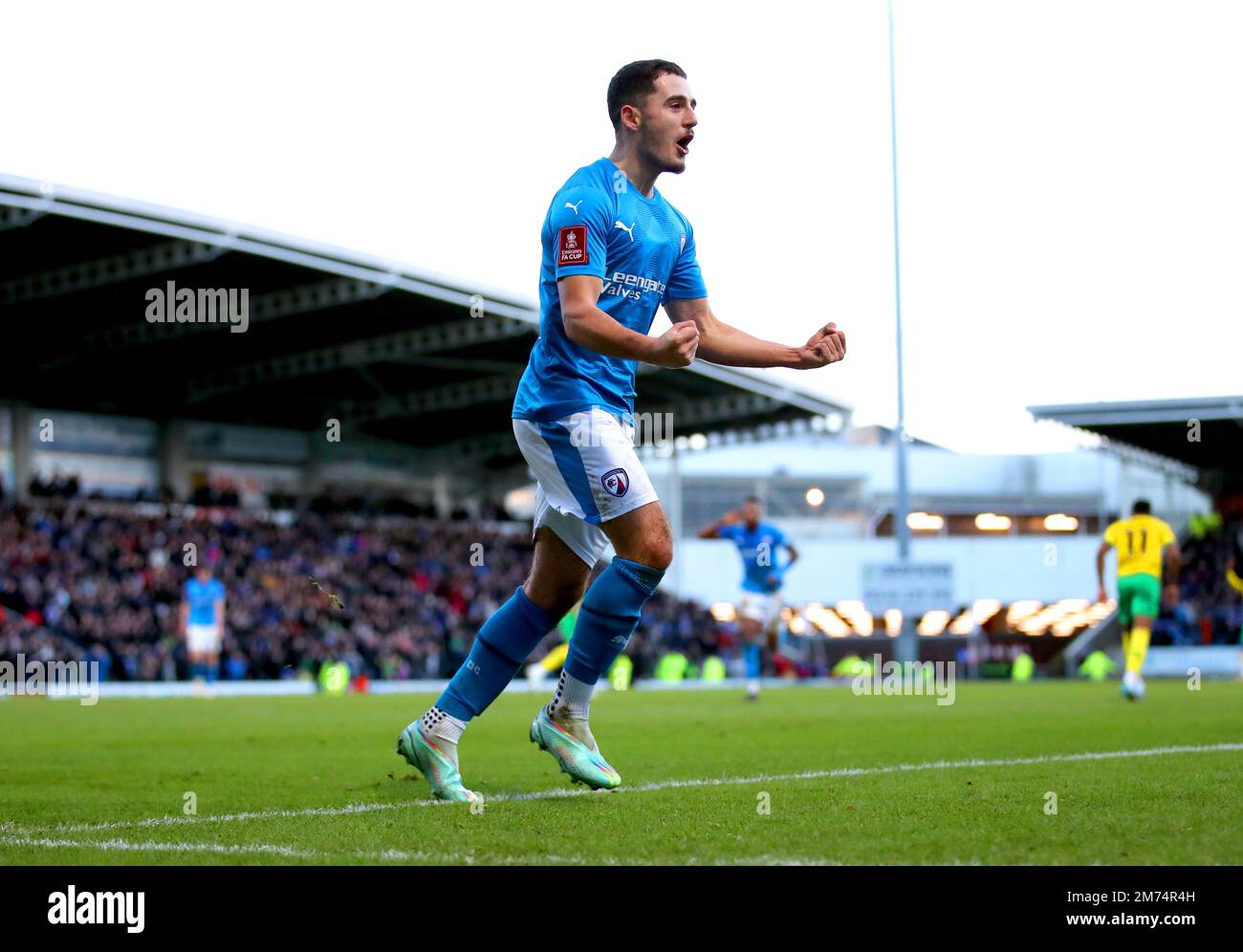 Chesterfield's Armando Dobra celebrates scoring their side's third goal ...