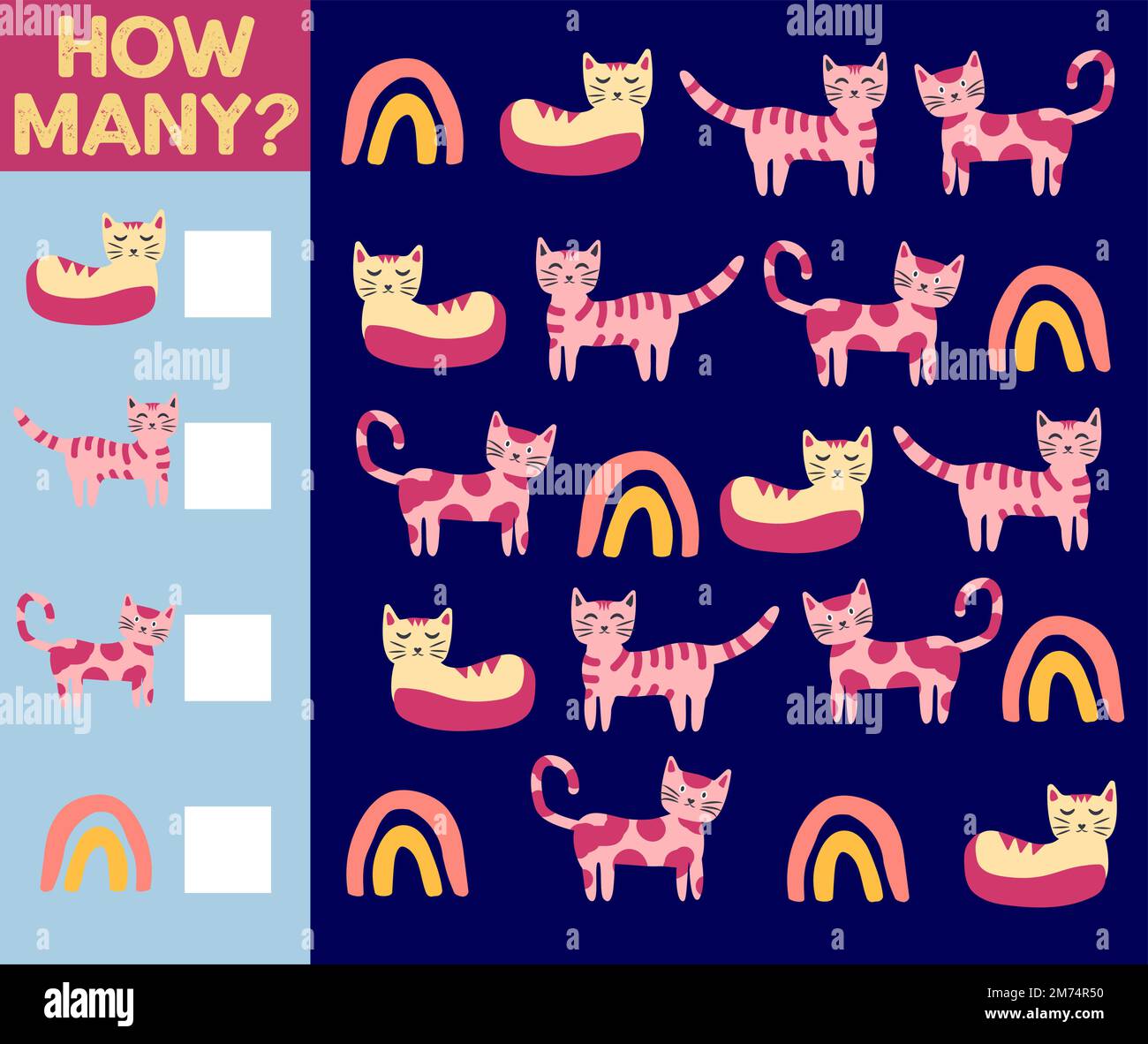 How many Cat, game for children. How many are they game. Count the Cats ...