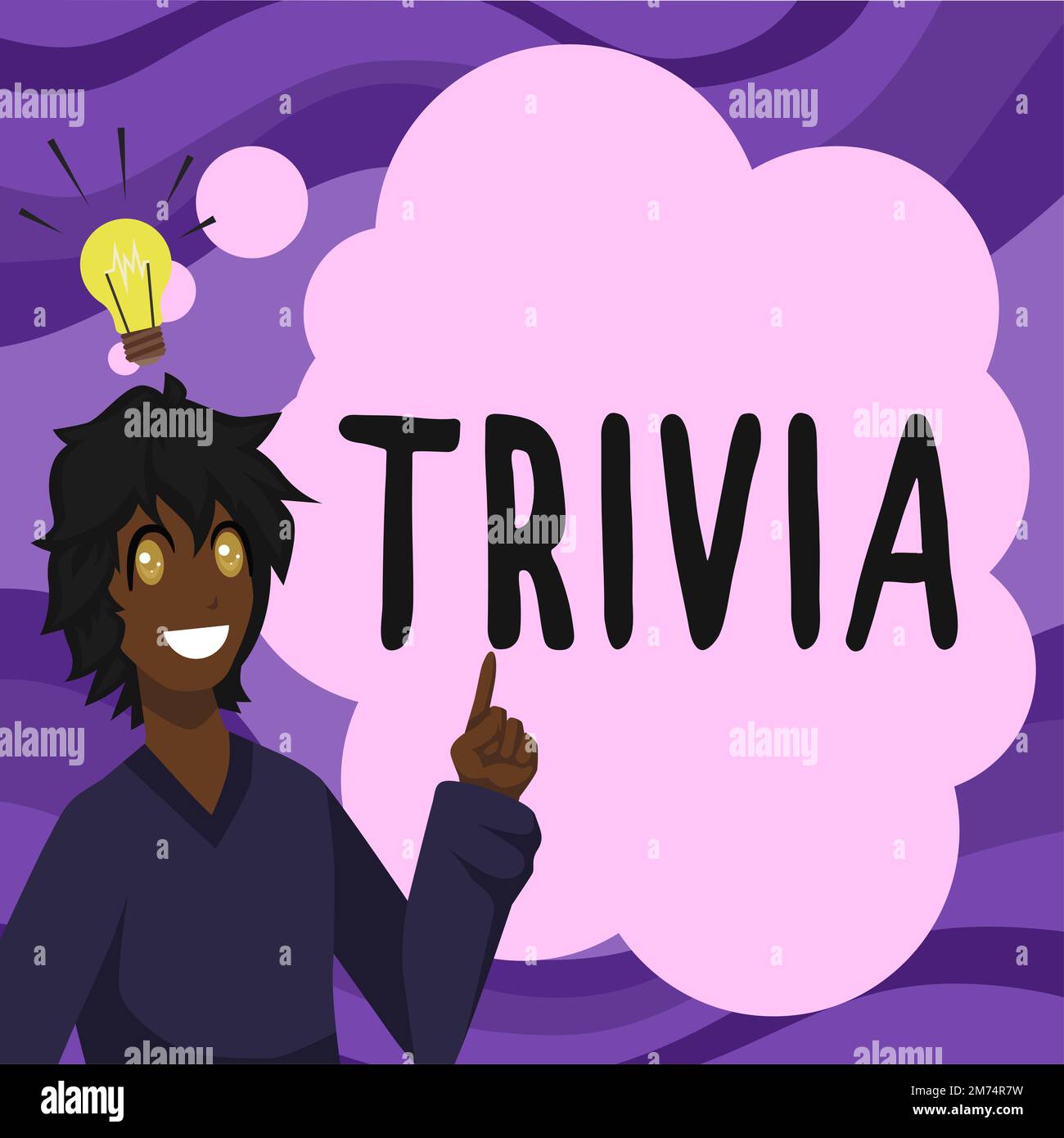 Text caption presenting Trivia. Word Written on details considerations ...