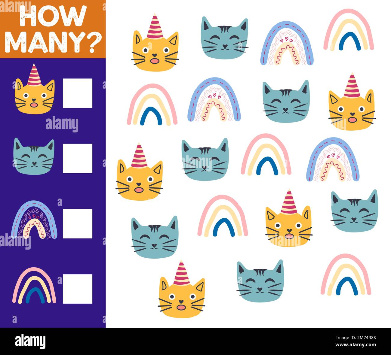 How many Cat, game for children. How many are they game. Count the Cats ...