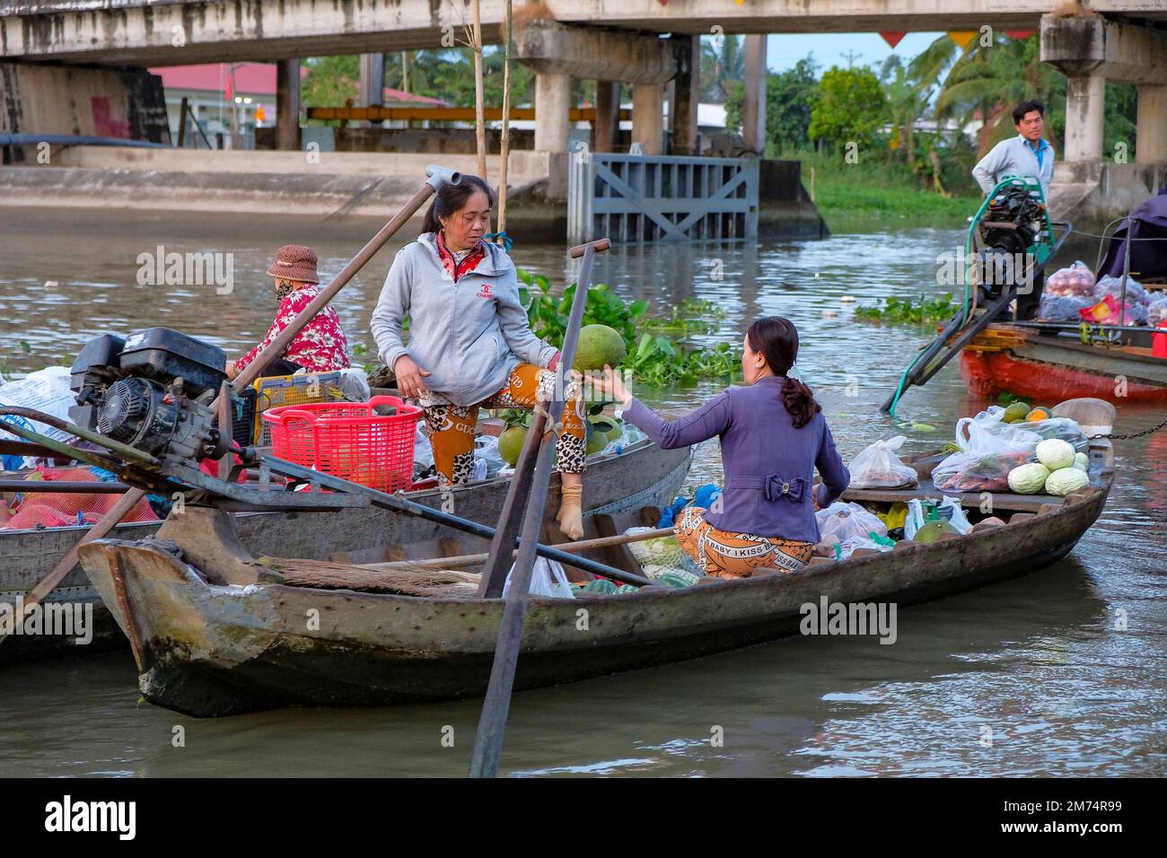 Can Tho, Vietnam - January 4, 2023: Fruit and vegetable vendors at the ...