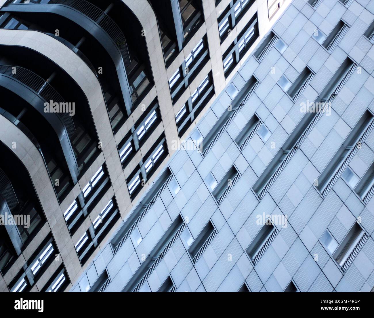 A low-angle shot of building walls in the city of London in the UK ...