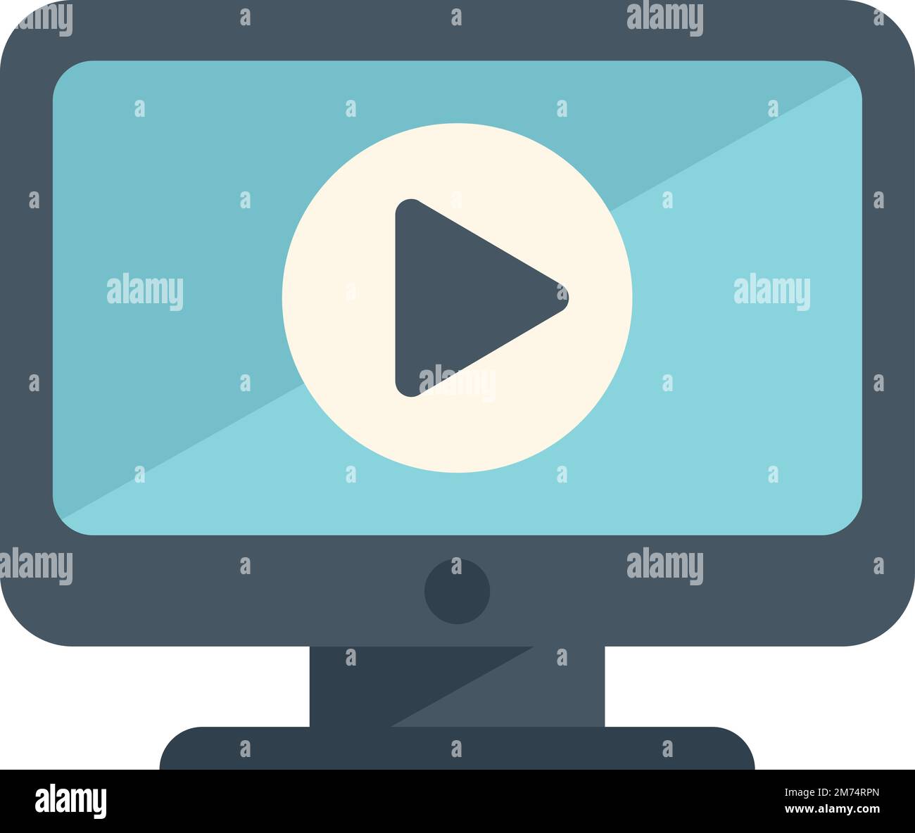 Online video player icon flat vector. Distance study. Home education ...