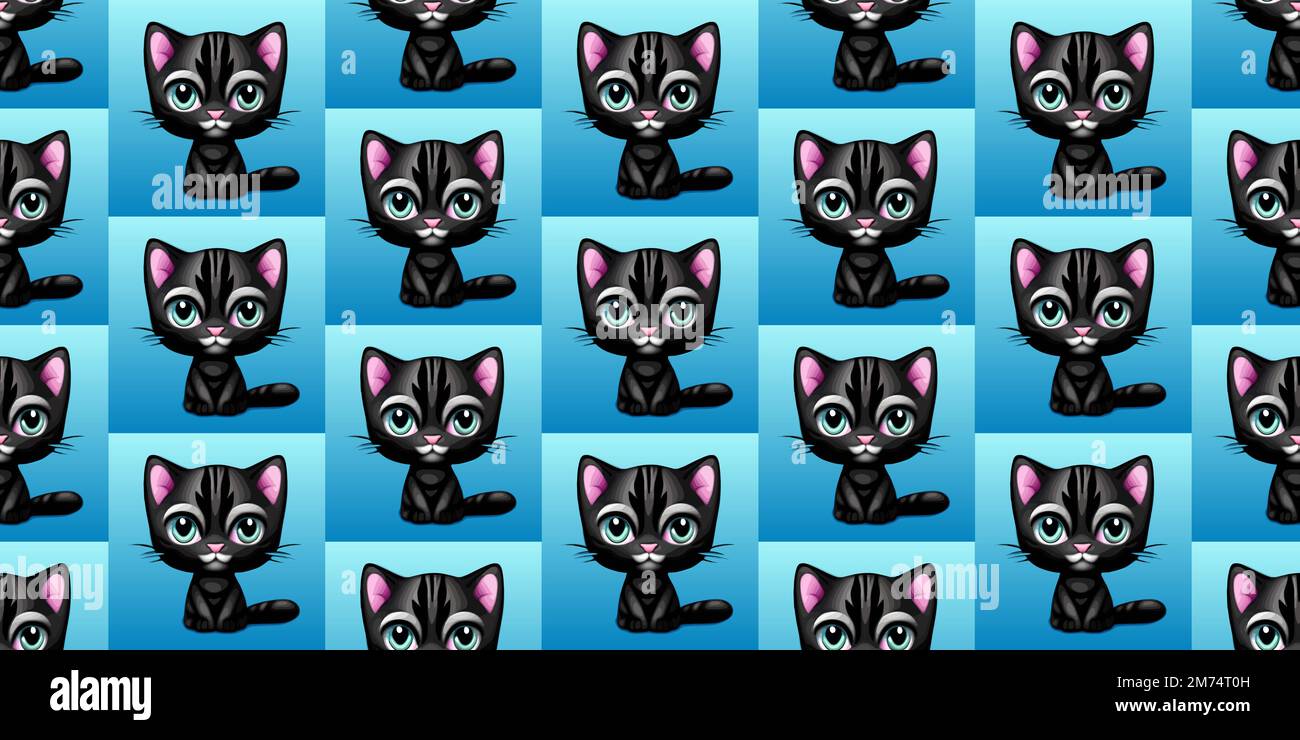 Cute cartoon kittens - seamless vector cats pattern, punchy colors that ...