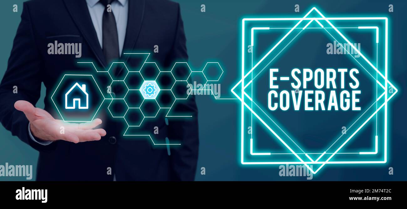 Text showing inspiration E Sports Coverage. Conceptual photo Reporting ...