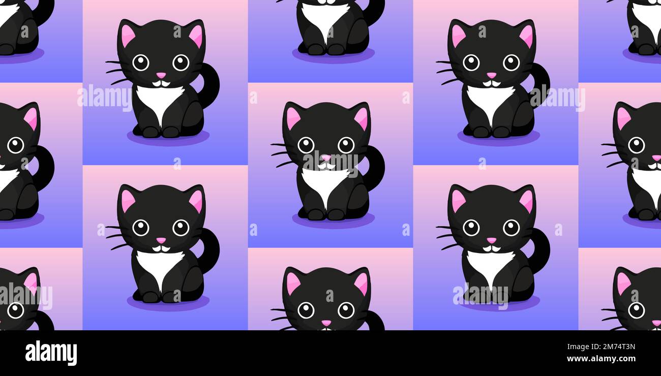 Cute cartoon kittens - seamless vector cats pattern, punchy colors that ...