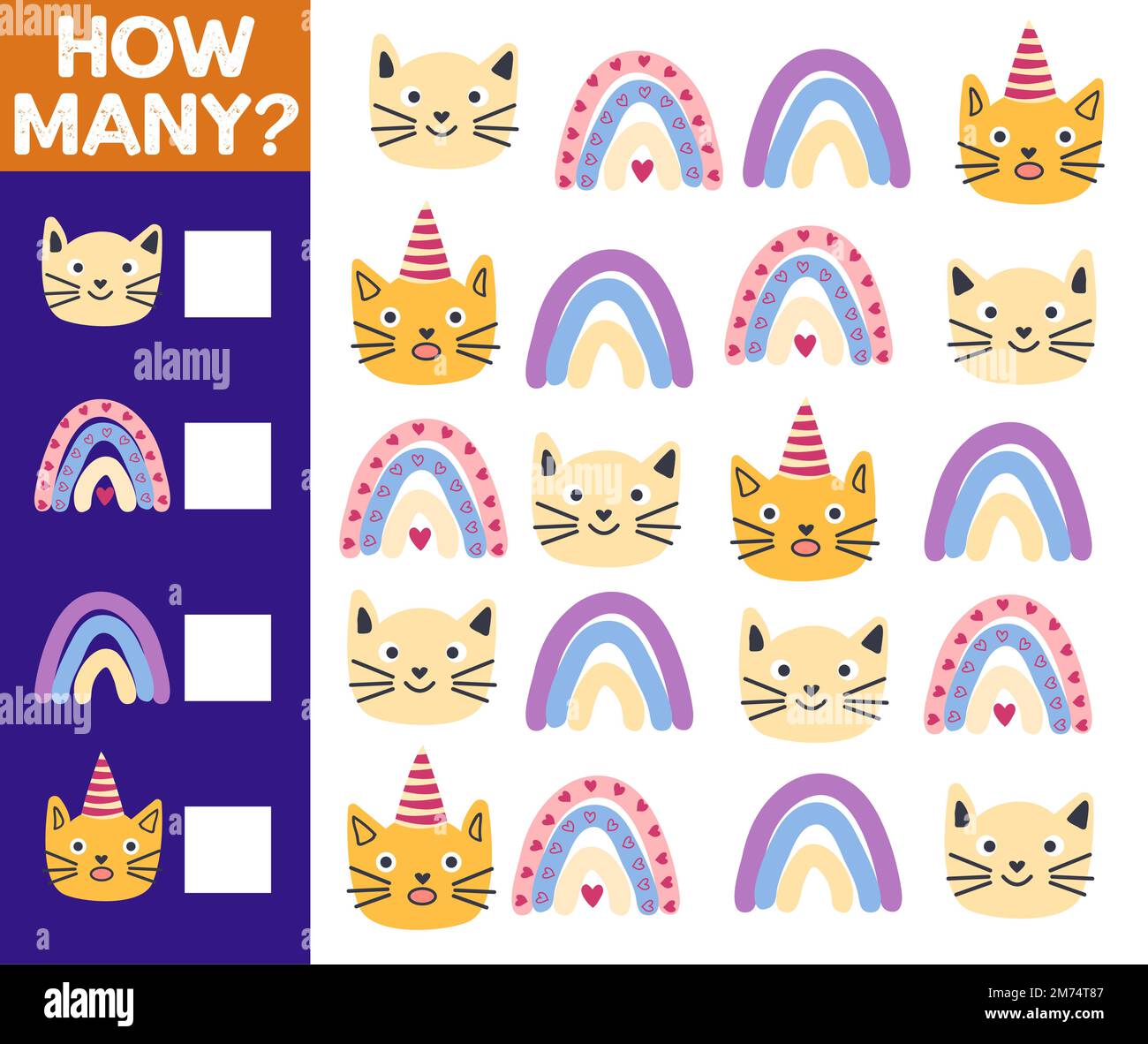 How many Cat, game for children. How many are they game. Count the Cats ...