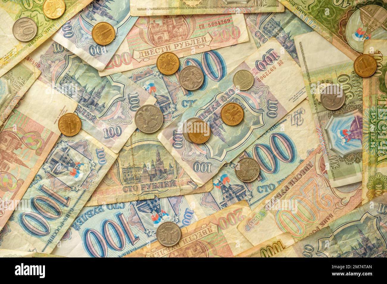 Calgary, Alberta - December 24, 2022: Background image of old rubles ...