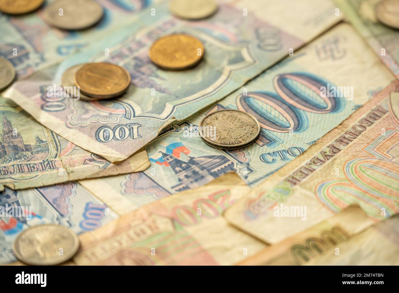Calgary, Alberta - December 24, 2022: Background image of old rubles ...