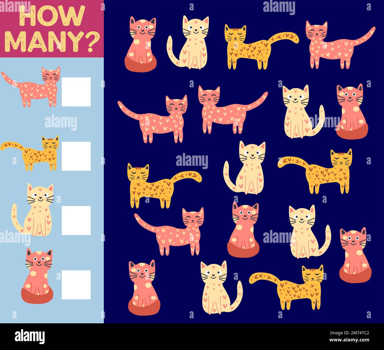 How many Cat, game for children. How many are they game. Count the Cats ...