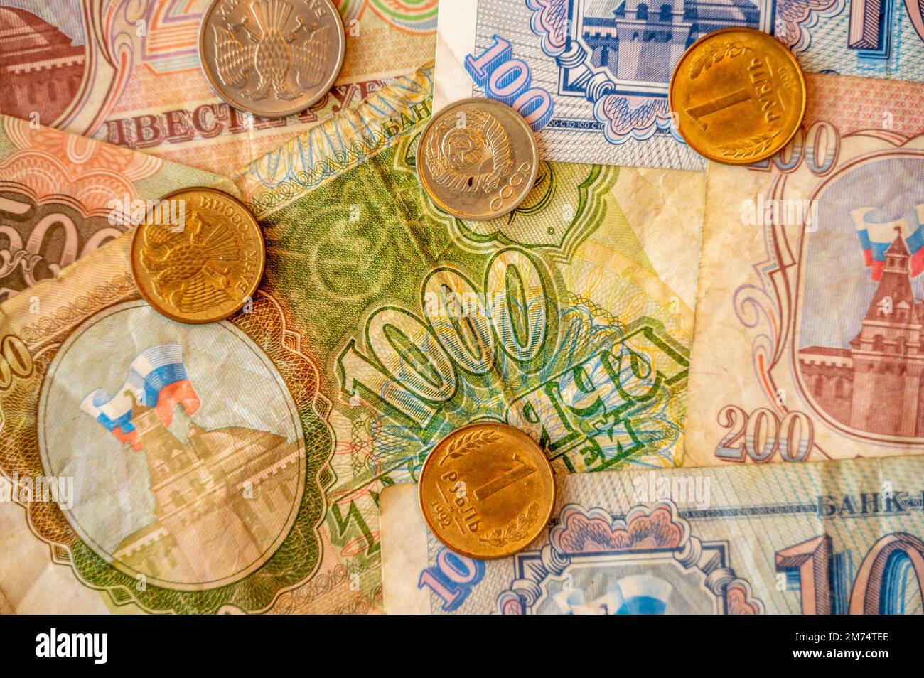 Calgary, Alberta - December 24, 2022: Background image of old rubles ...