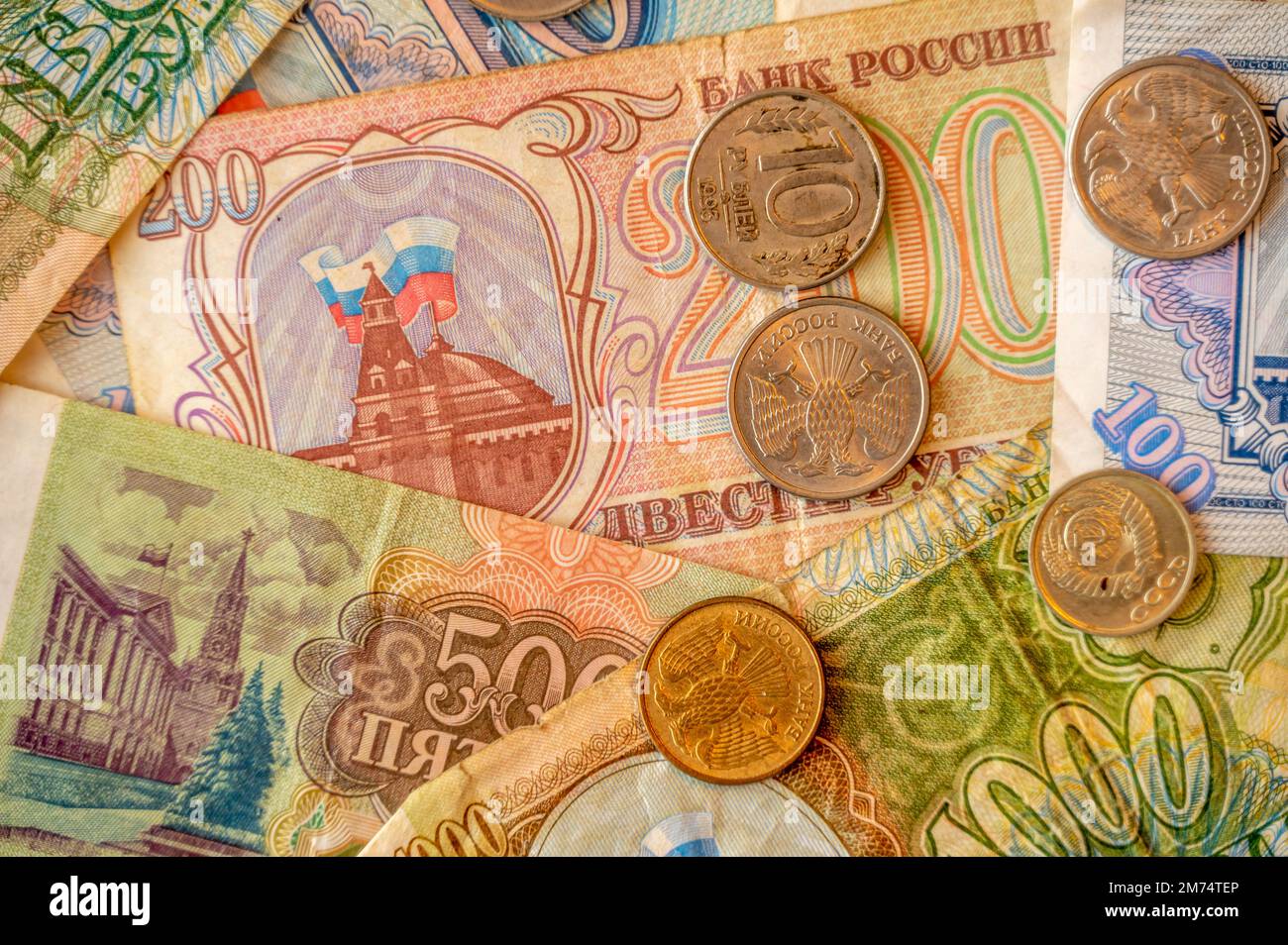 Calgary, Alberta - December 24, 2022: Background image of old rubles ...
