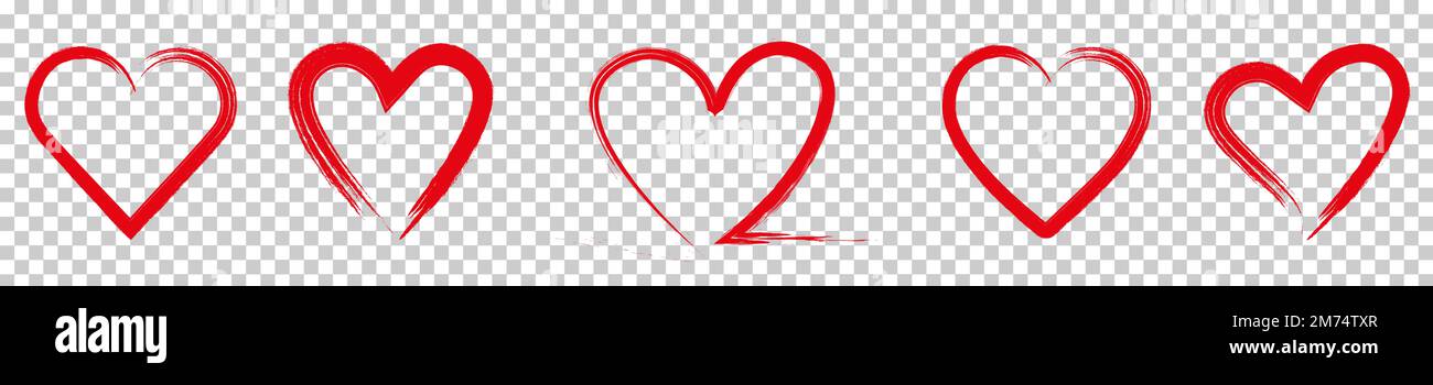 Red brush painted inkheart. Design can use for web and mobile app ...