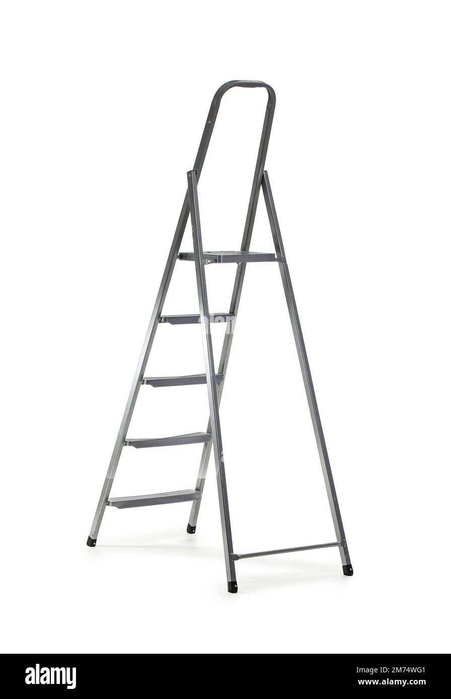 Maintenance ladder on white background Stock Photo - Alamy