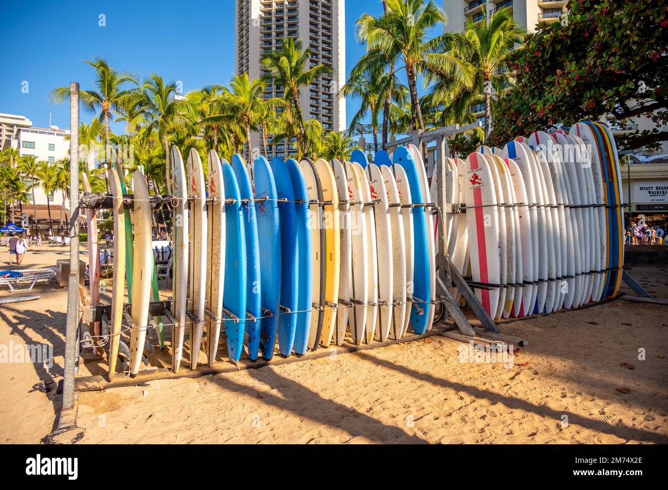 Honolulu, Hawaii - December 26, 2022: Surfboards on Waikiki Beach ...
