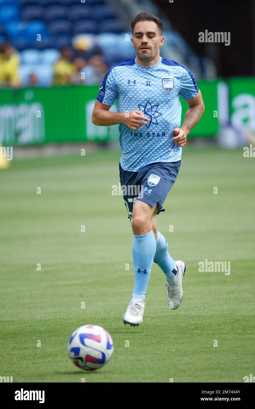 Anthony Caceres of Sydney FC warms up before the match between Sydney ...