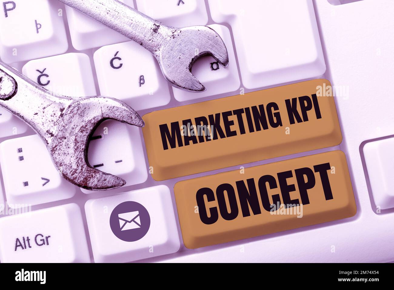 Hand writing sign Marketing Kpi Concept. Business idea measure ...