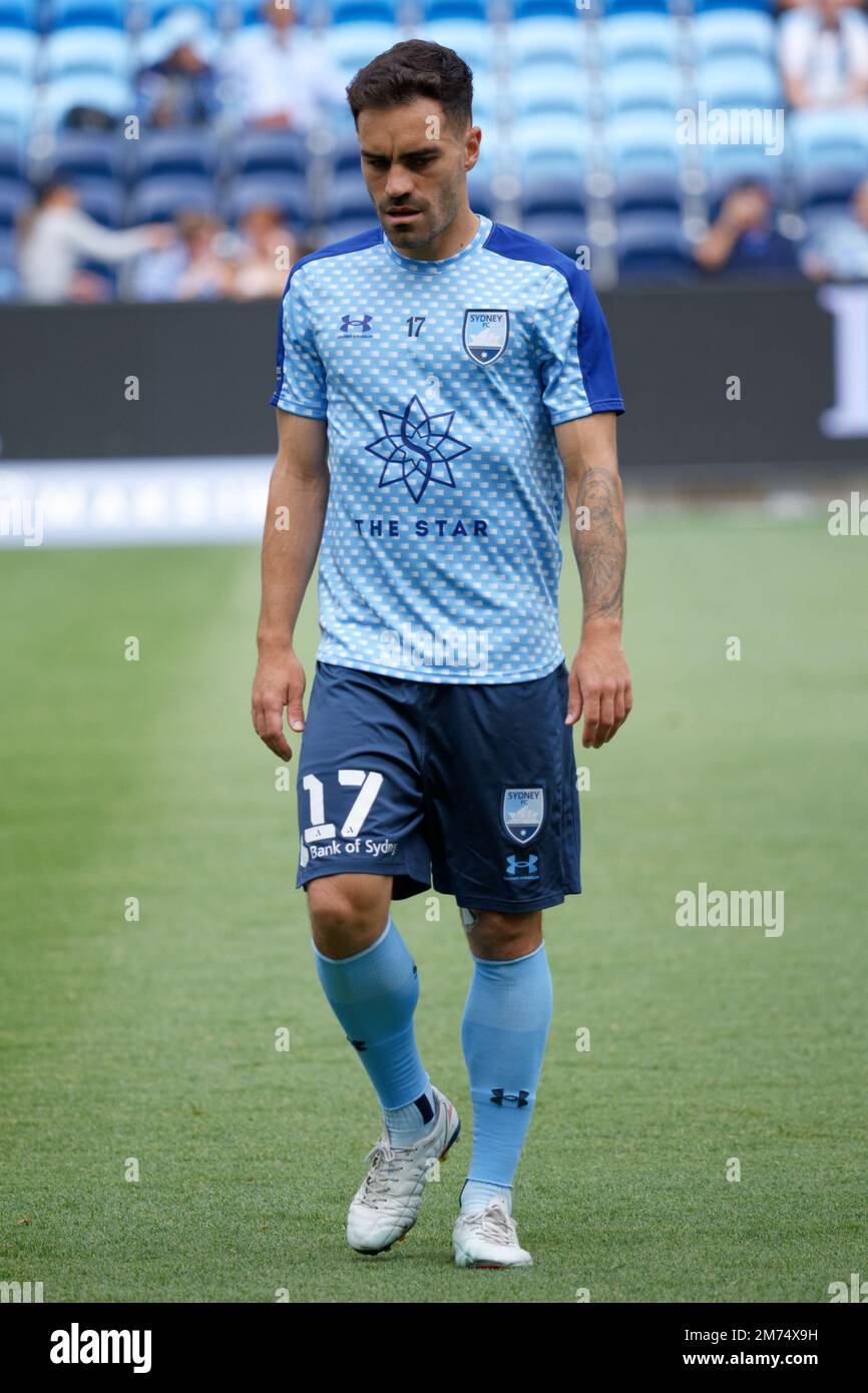 Anthony Caceres of Sydney FC warms up before the match between Sydney ...