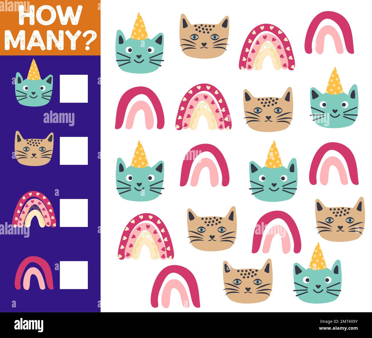 How many Cat, game for children. How many are they game. Count the Cats ...